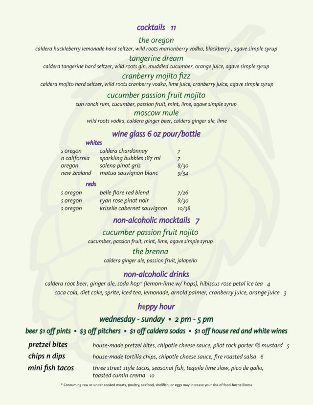 MENU - Caldera Brewing Company