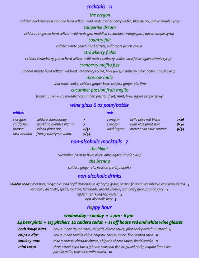 MENU - Caldera Brewing Company