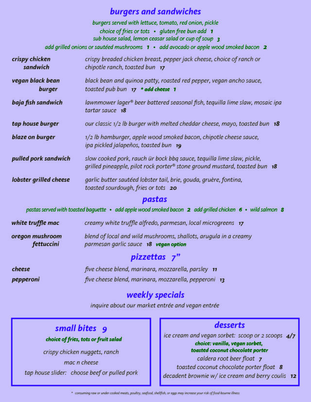 MENU - Caldera Brewing Company